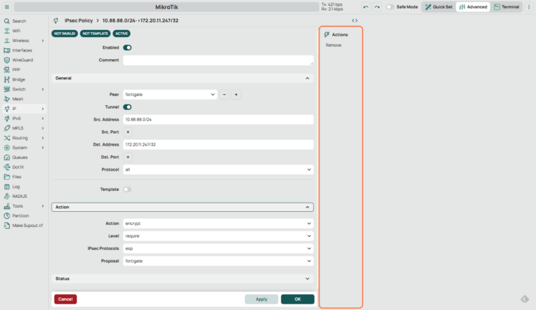 Setting Up IPsec VPN Between FortiGate and MikroTik – D.C. Lake